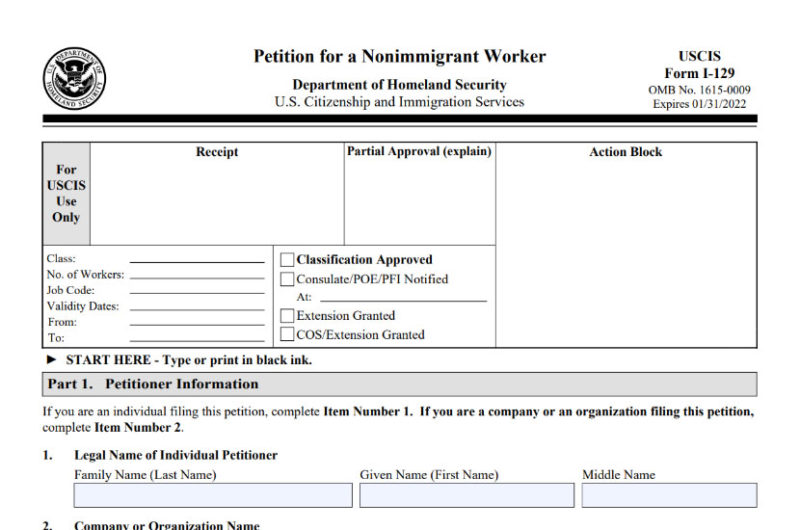 Instructions For Form I 129 Petition For A Non immigrant Worker Instructions For Form I 129 Petition For A Non immigrant Worker